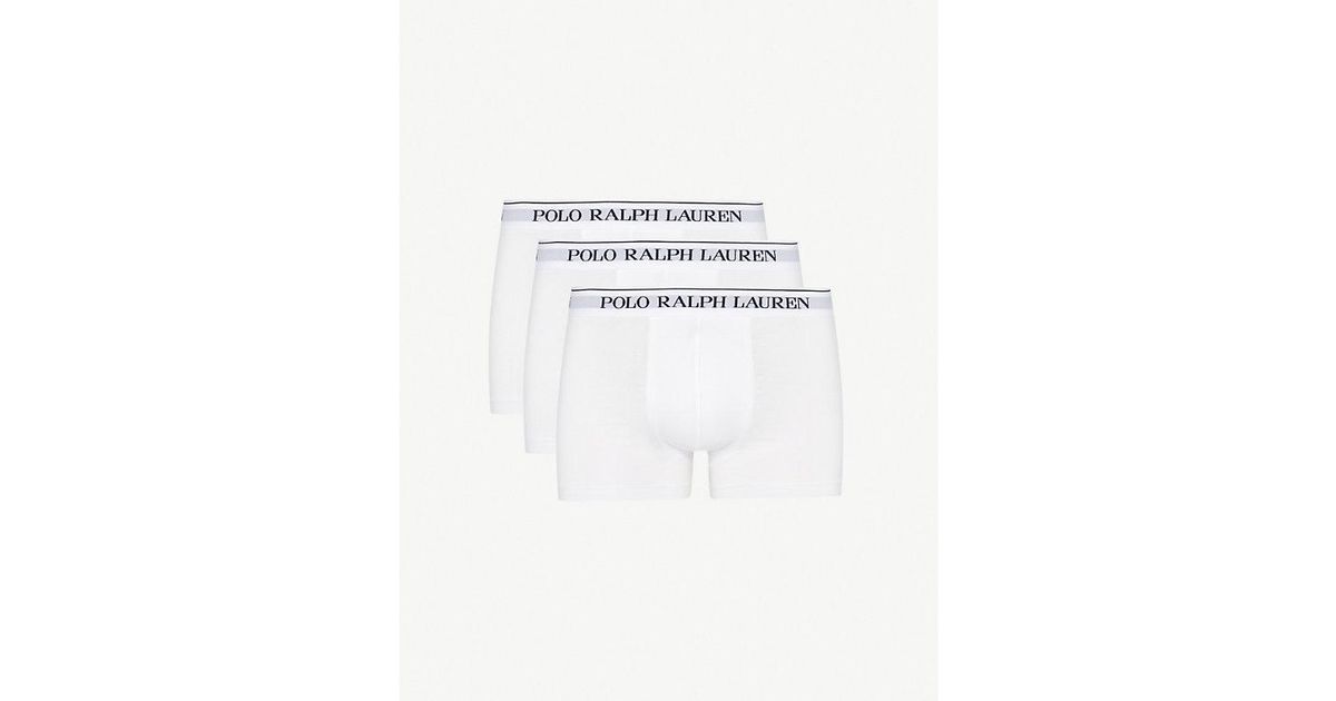 Polo Ralph Lauren Logo Waistband Classic-Fit Stretch-Cotton Trunks Pack ...