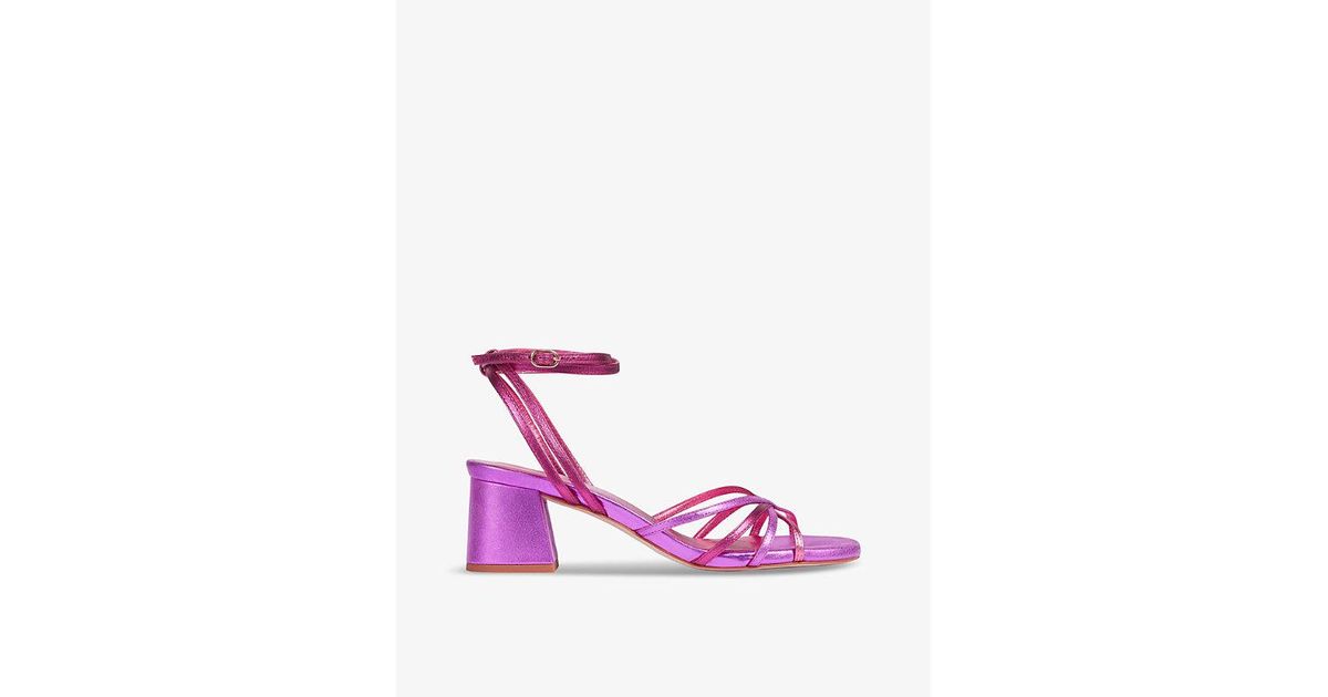 LK Bennett Starlet Metallic-Leather Heeled Sandals in Pink | Lyst