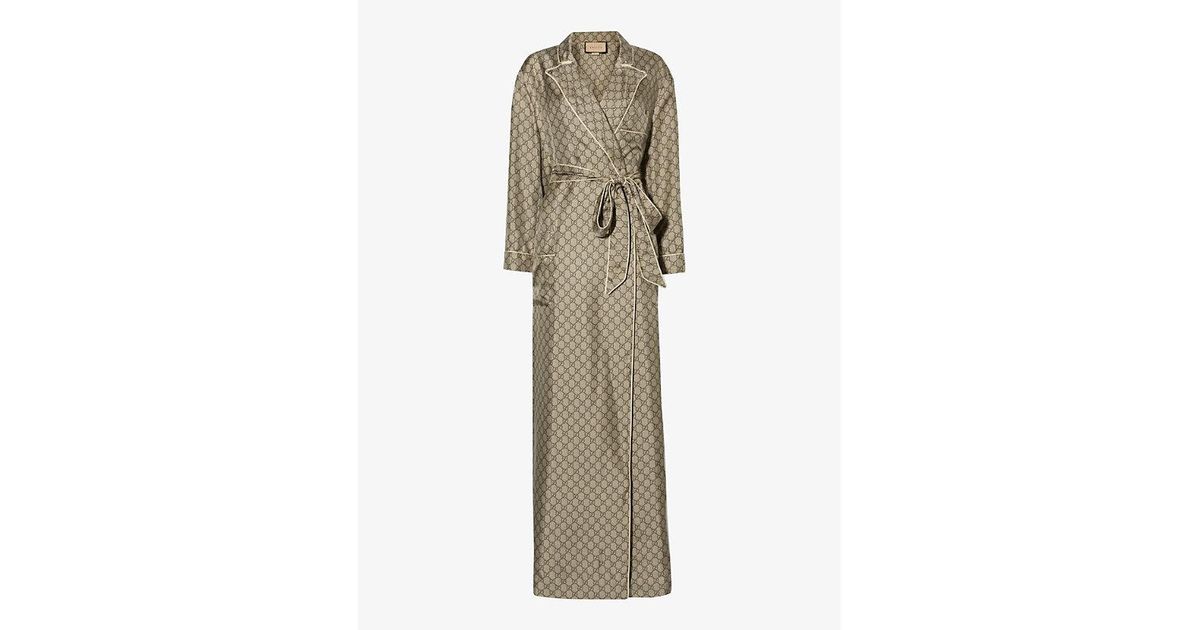 Gucci gg Supreme Monogram-print Peak-lapel Silk Robe in Natural | Lyst