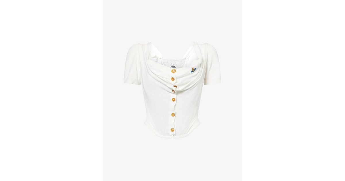 Vivienne Westwood Bea Corset Cardigan-Overlay Cotton Top in White | Lyst