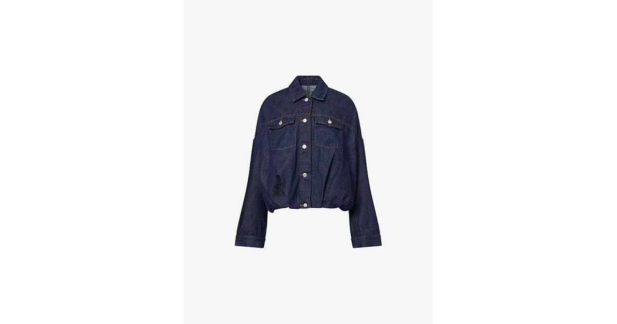 Dries Van Noten Vesto Gathered-Hem Denim Jacket in Blue | Lyst
