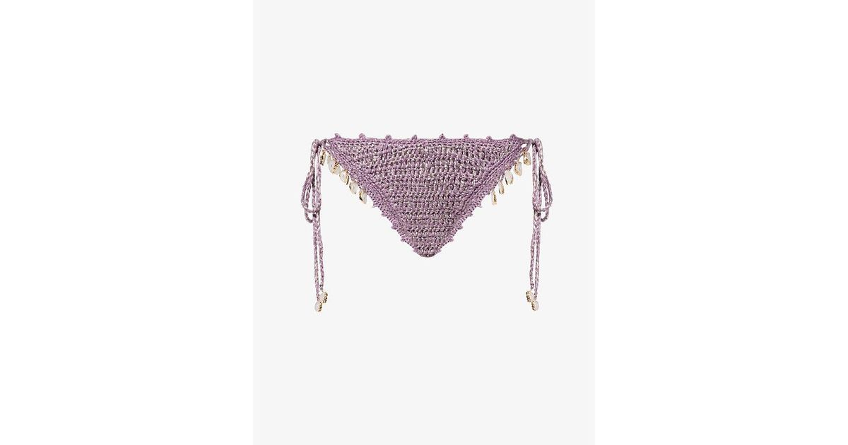 Jaded London Crystal-Embellished Crochet Bikini Bottoms in Purple | Lyst