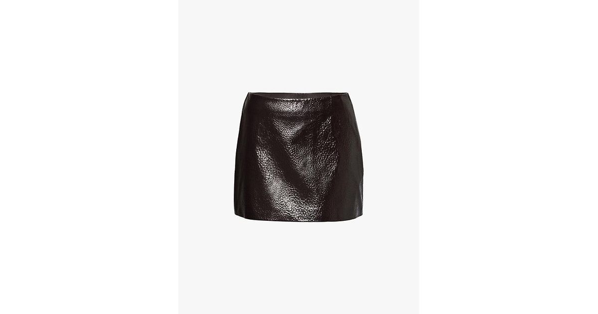 Frankie Shop Mary High-Shine Faux-Leather Mini Skirt in Black | Lyst