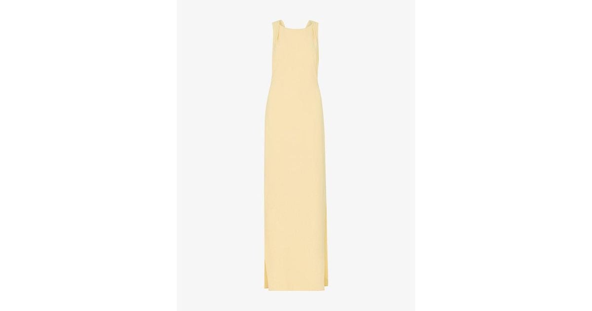 Whistles Sleeveless Tie-Back Stretch-Woven Maxi Dress in Metallic | Lyst