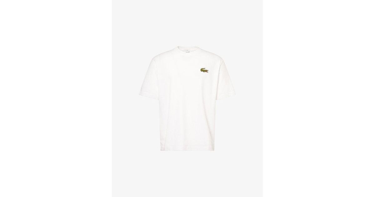 Lacoste Logo-Patch Relaxed-Fit Cotton T-Shirt in White for Men | Lyst