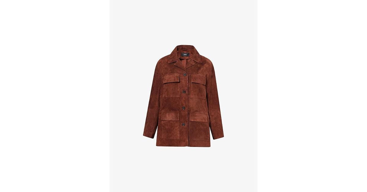Arma Sendy Camp-Collar Suede Jacket in Brown | Lyst UK