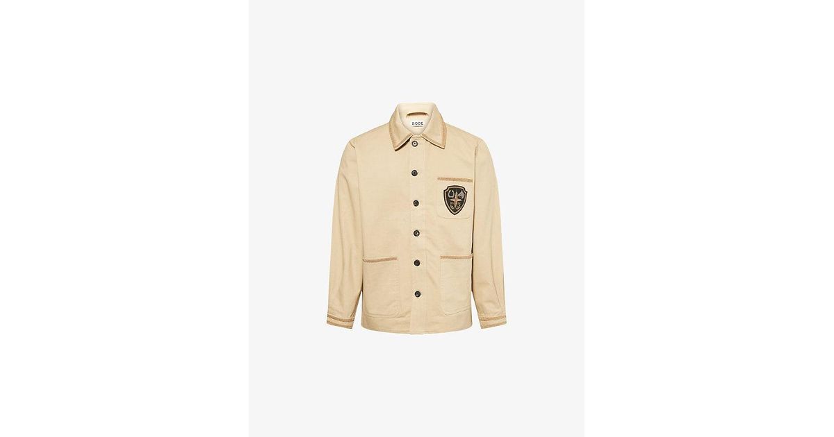 Bode Brand-Appliqué Regular-Fit Cotton Jacket in Natural for Men | Lyst