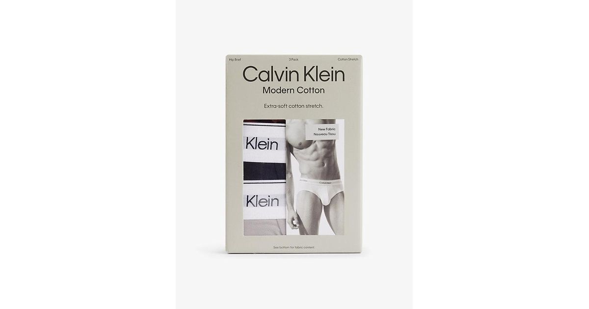 Calvin Klein Modern Cotton Hip Low-Rise Cotton-Blend Jersey Briefs in ...