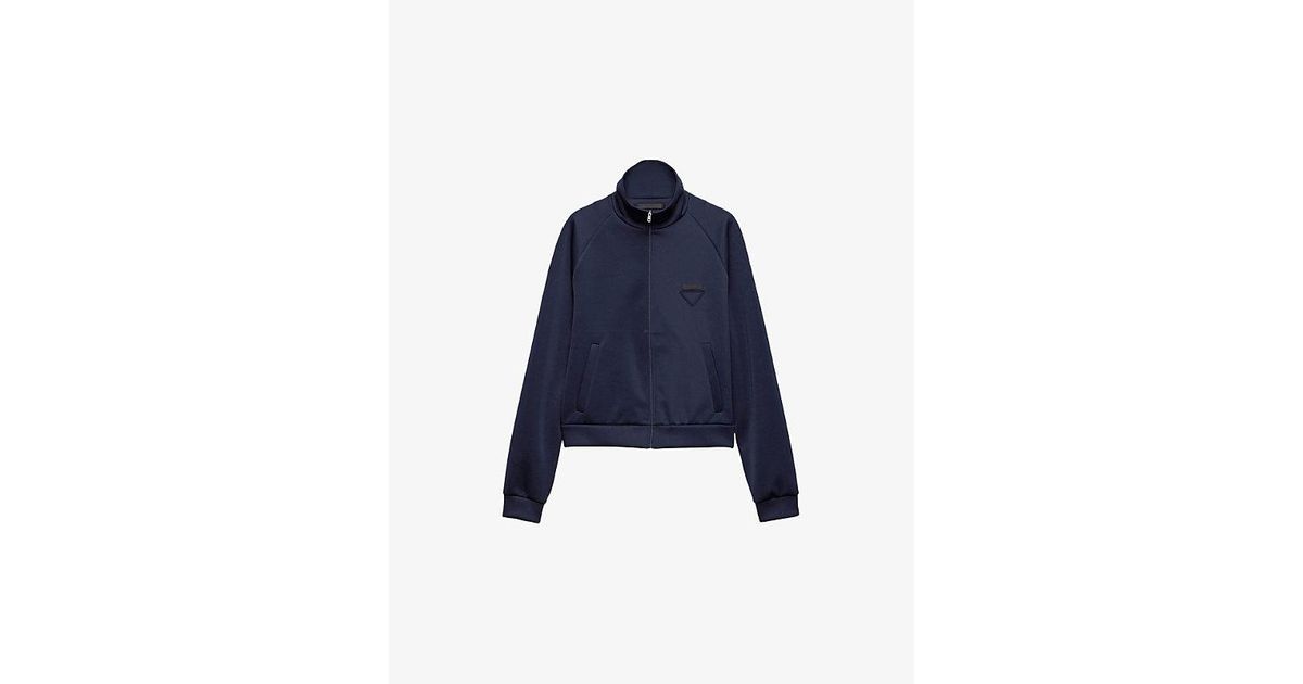 Prada Triangle-Logo Zip Tech-Knit Jacket in Blue for Men | Lyst