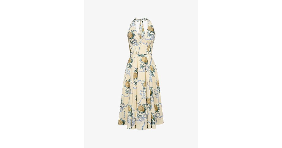 House Of Cb Allena Corset-Bodice Stretch-Cotton Midi Dress in Metallic ...