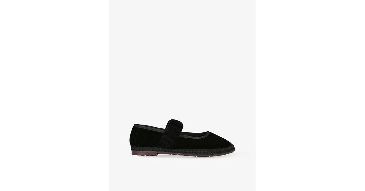 Flabelus Mafalda Scrunched-Strap Cotton-Velvet Ballet Flats in Black | Lyst