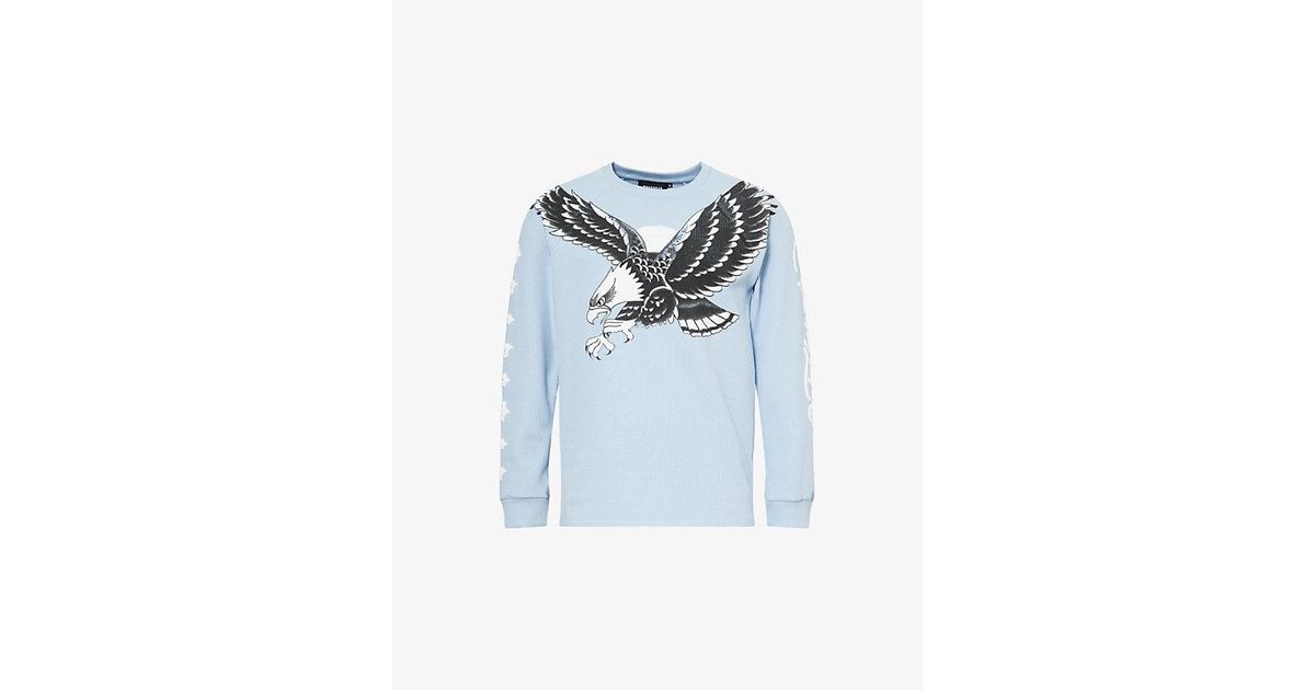 Trapstar X Ed Hardy Waffle Cotton Blend Top in Blue for Men | Lyst UK