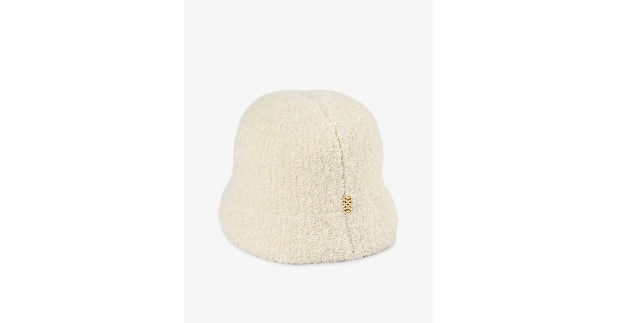 Sandro Logo Wool And Cashmere-Blend Bucket Hat in Natural | Lyst UK