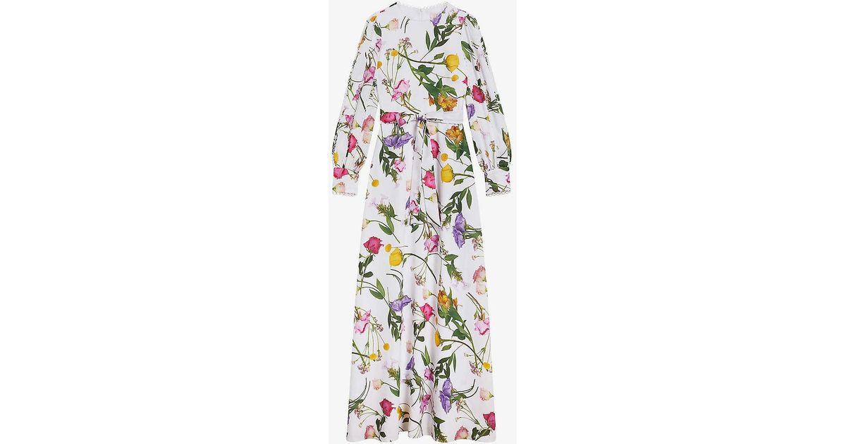 Ted Baker marggoh Bouquet-print Recycled-polyester Maxi Dress in White ...