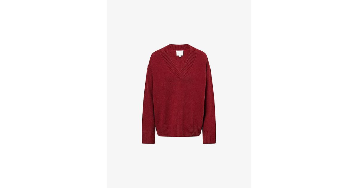 Reformation Jadey V-Neck Cashmere And Wool-Blend Jumper in Red | Lyst UK