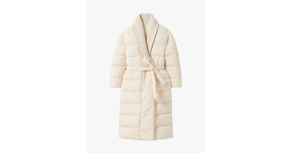 Claudie Pierlot Shawl-Lapel Quilted Shell Puffer Jacket in Natural | Lyst