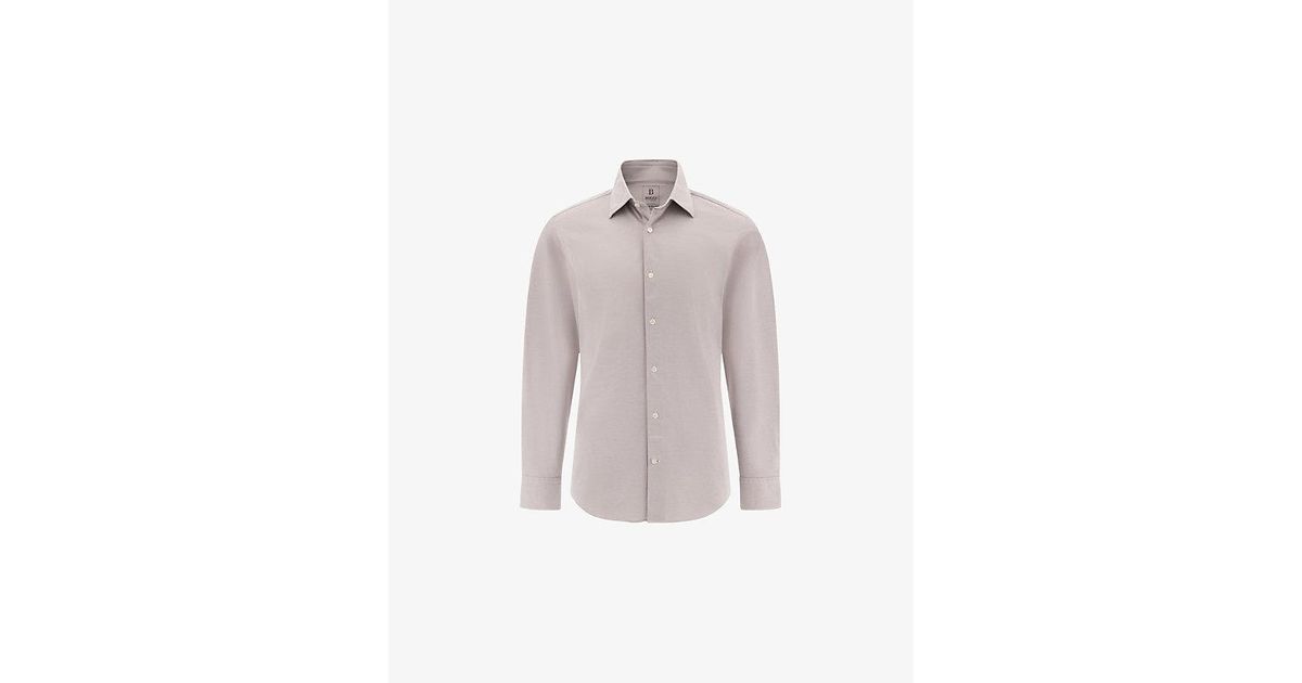 BOGGI Closed-Collar Regular-Fit Cotton-Blend Jersey Shirt in Grey for ...