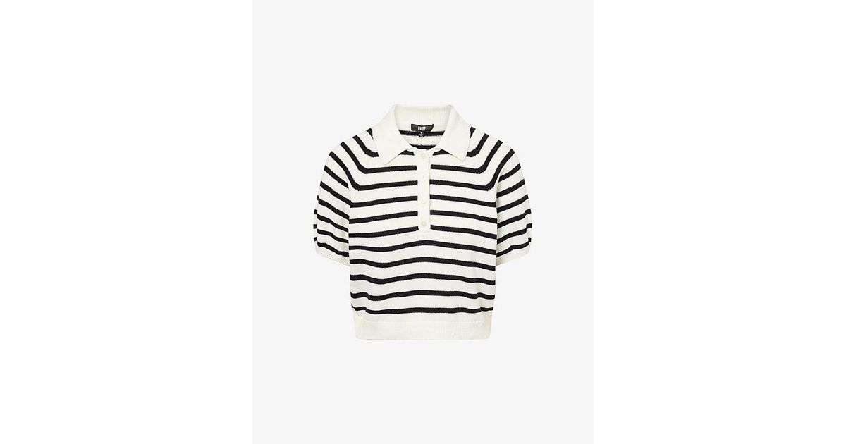 PAIGE Birch Striped Cotton-Blend Top in White | Lyst UK