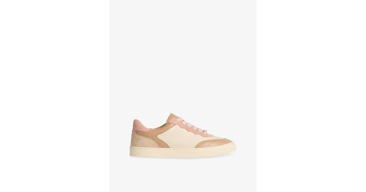 LK Bennett Runner Colour-Block Low-Top Leather Trainers in Natural | Lyst