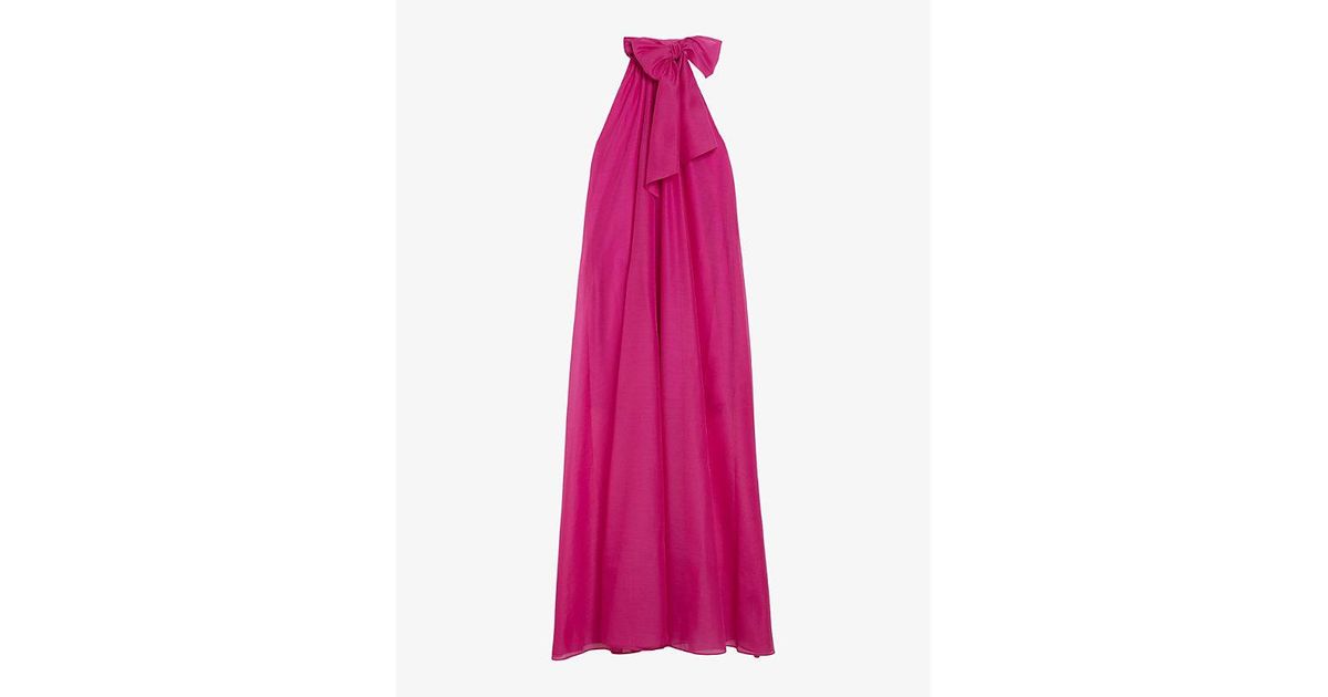 Ted Baker Arikaa Neck-tie Woven Maxi Dress in Pink | Lyst