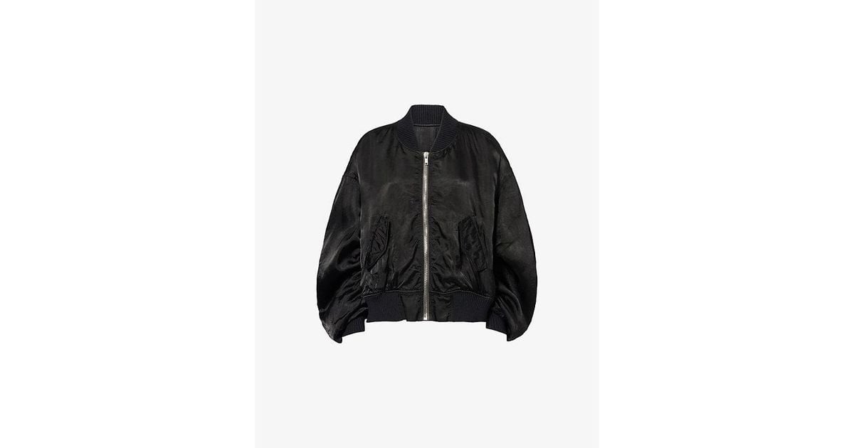 Rick Owens Secchia Flight Woven Bomber Jacket in Black | Lyst UK