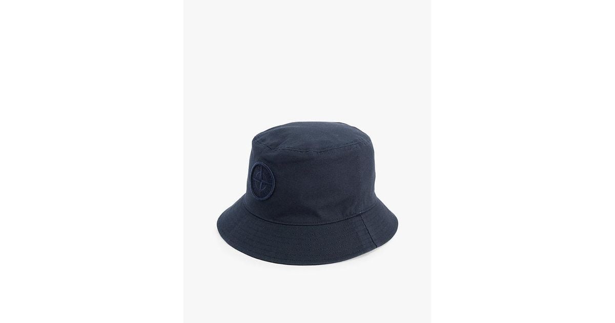 Stone Island Compass Embroidered Cotton Bucket Hat in Blue for Men | Lyst