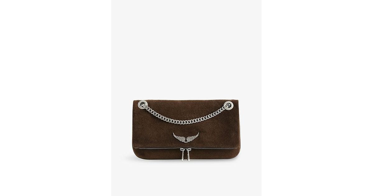 Zadig & Voltaire Rock Ii Leather Clutch in Brown | Lyst