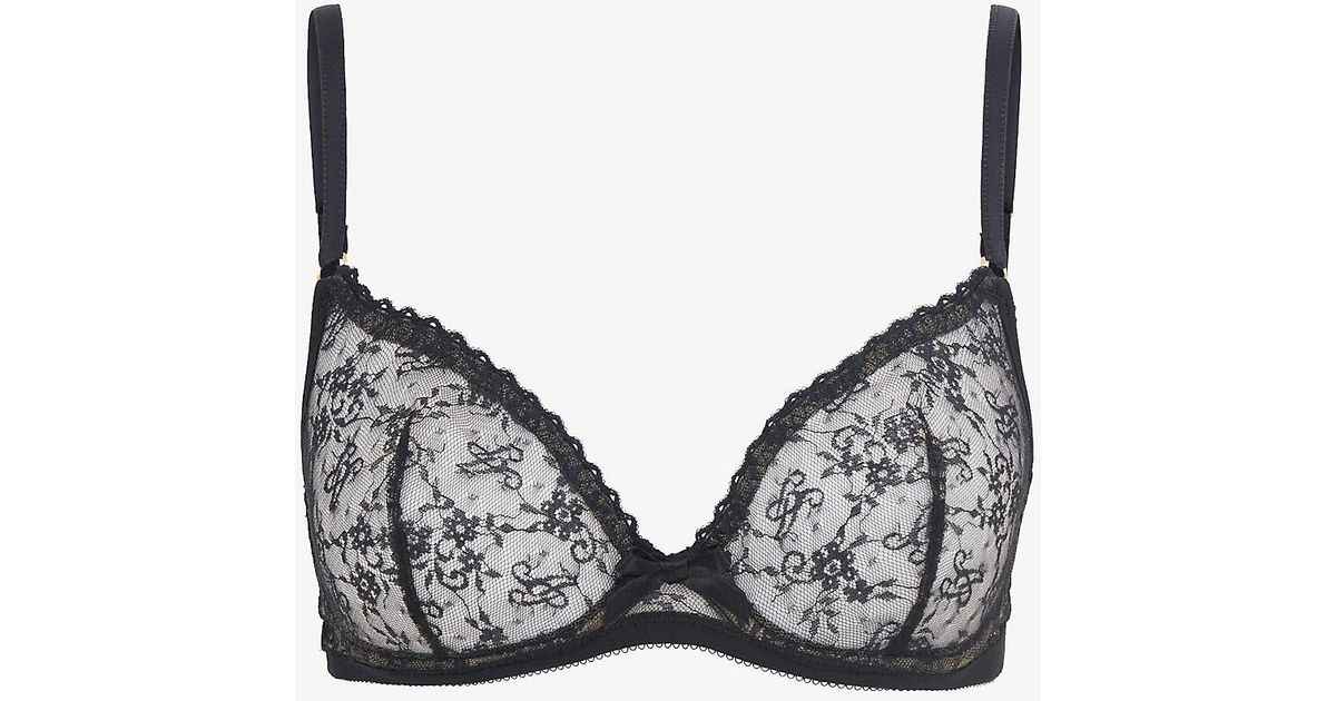 Agent Provocateur Malorey Underwired Semi Sheer Lace Bra In Black Lyst Canada
