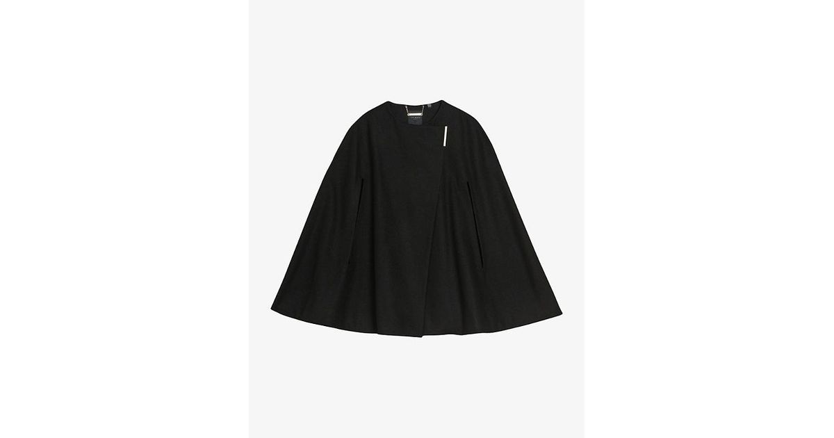 Ted Baker Valariy Logo-Plaque Wool-Blend Cape in Black | Lyst