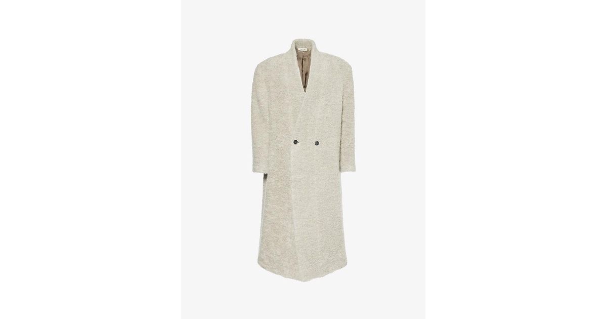Fear Of God Lapel-Less Relaxed-Fit Brushed Wool-Blend Coat in Natural ...