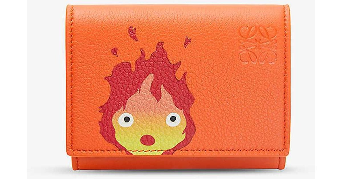 Loewe X Howl's Moving Castle Calcifer Leather Wallet in Orange | Lyst