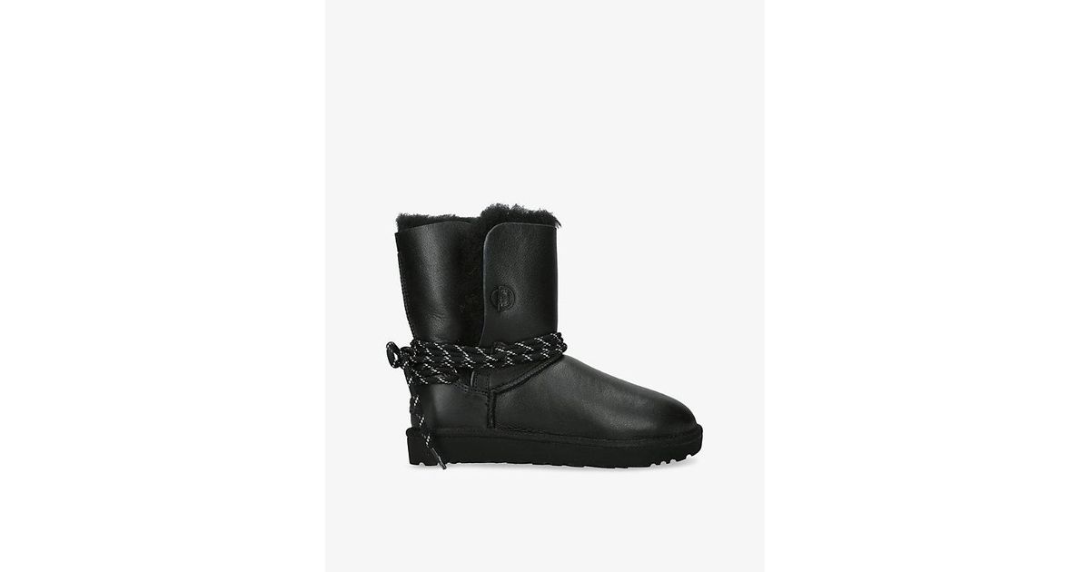 UGG Bailey Tie Leather Boots in Black | Lyst