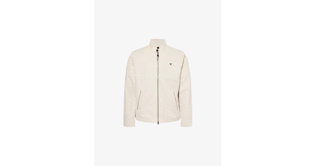 Hackett Logo-Embroidered Regular-Fit Woven Harrington Jacket in Natural ...