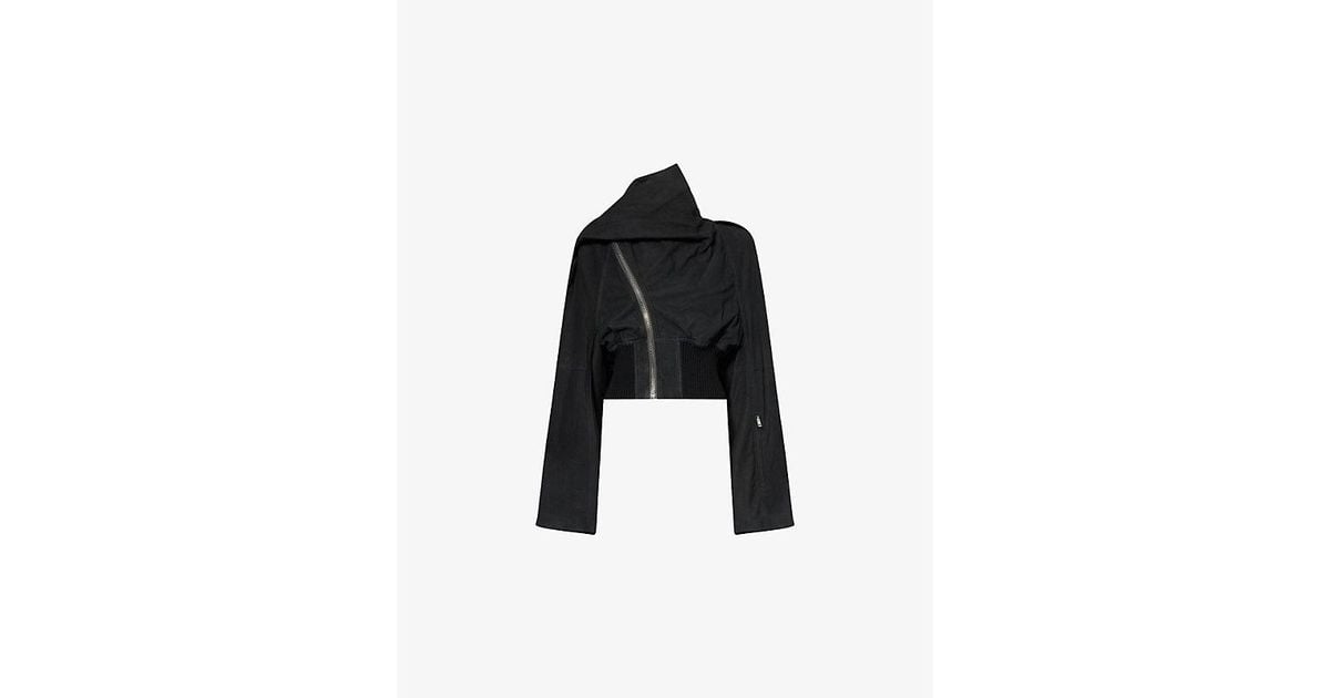 Rick Owens Scarf Flight Suede Bomber Jacket in Black | Lyst UK