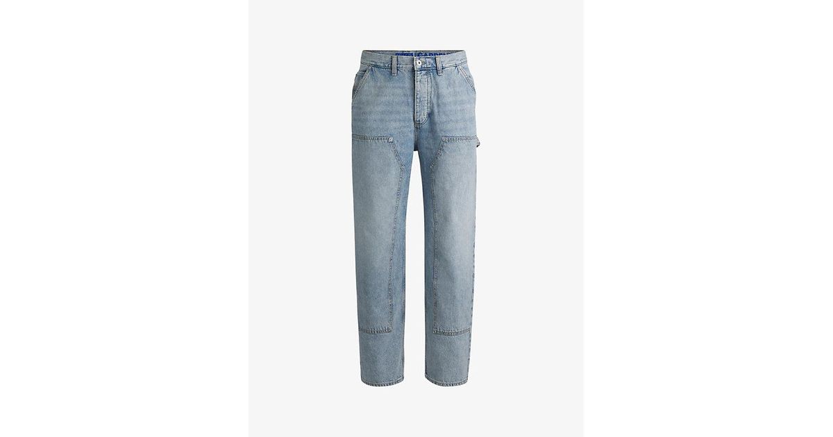 HUGO Relaxed-Fit Mid-Rise Carpenter Denim Jeans in Blue for Men | Lyst
