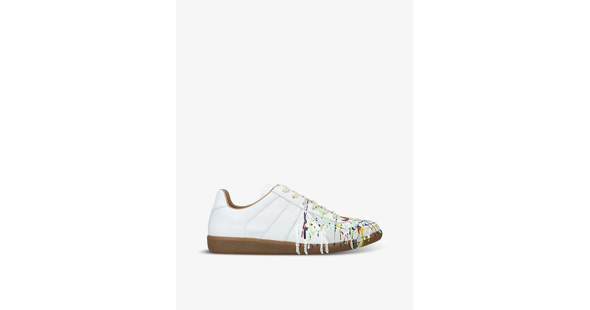 Maison Margiela Oth Replica Painter Leather Low-Top Trainers in White ...