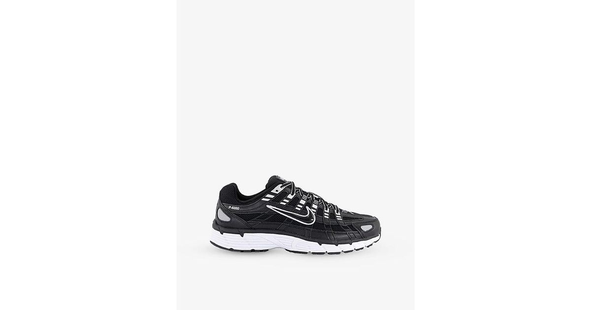 Nike P-6000 Mesh And Leather Low-Top Trainers in Black for Men | Lyst UK