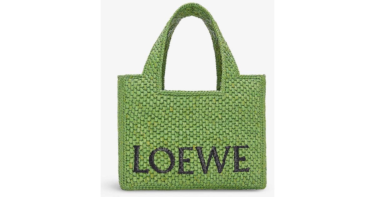 Loewe X Paula's Ibiza Small Raffia Tote Bag in Green | Lyst
