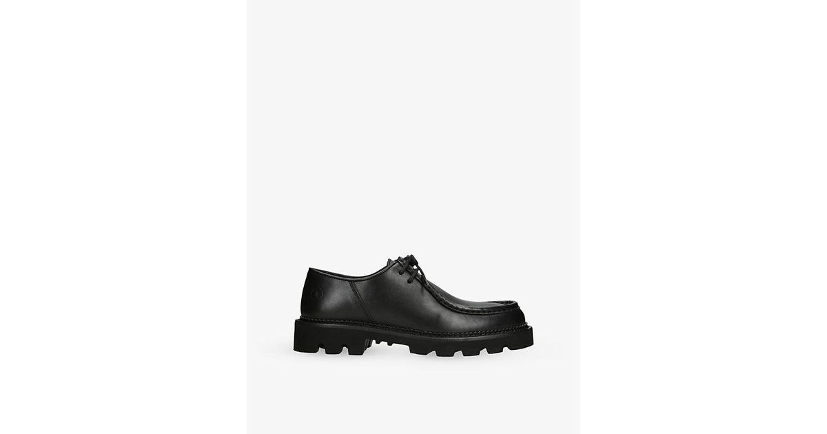 Collegium Moc-Toe Leather Derby Shoes in Black for Men | Lyst