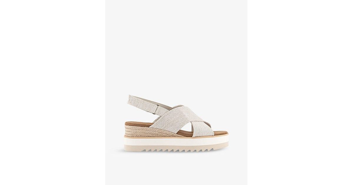 Toms Diana Crossover Strap Canvas Wedge Sandals In White Lyst