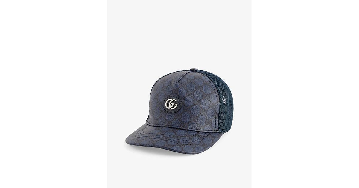 Gucci Monogram-pattern Cotton-canvas Baseball Cap in Blue | Lyst