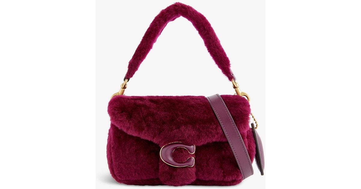 COACH Pillow Tabby Shearling And Leather Cross-body Bag in Red | Lyst UK
