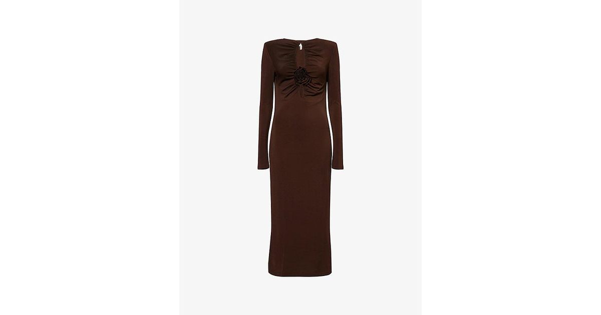 Pretty Lavish Ragan Corsage Long-Sleeves Stretch-Woven Maxi Dress in ...