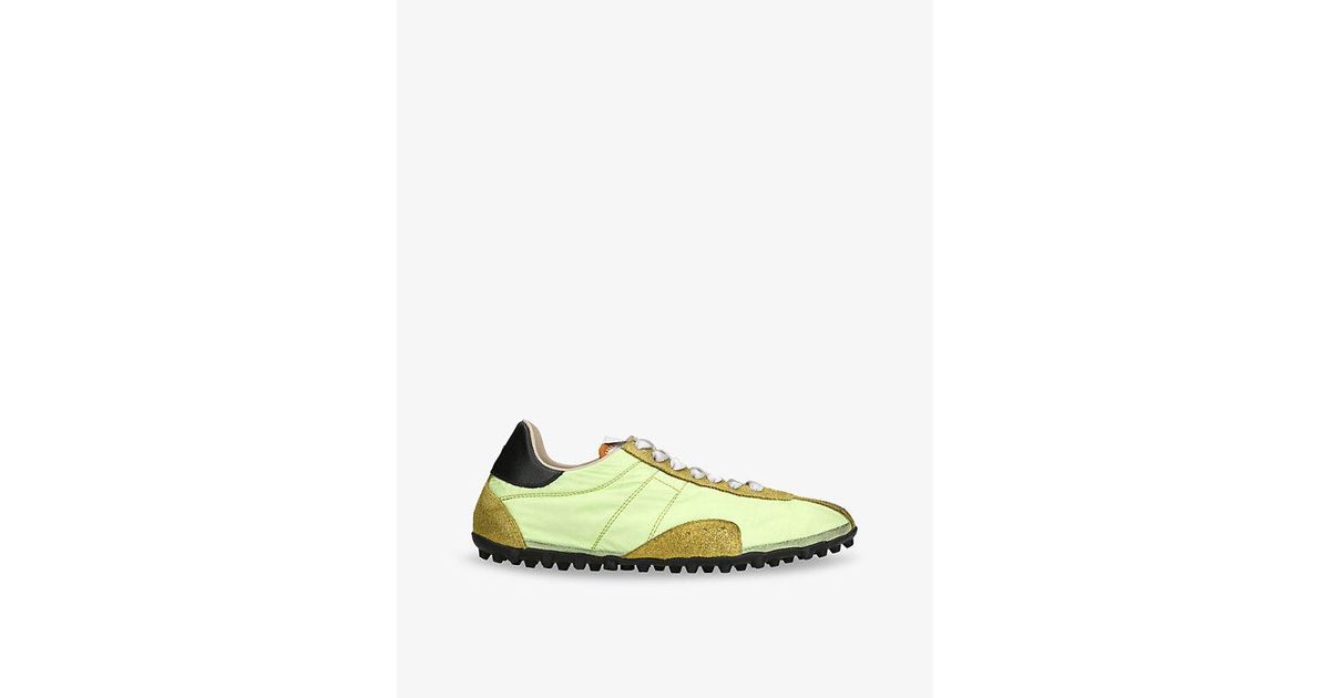 Maison Margiela Sprinters Canvas And Suede Low-Top Trainers in Green | Lyst