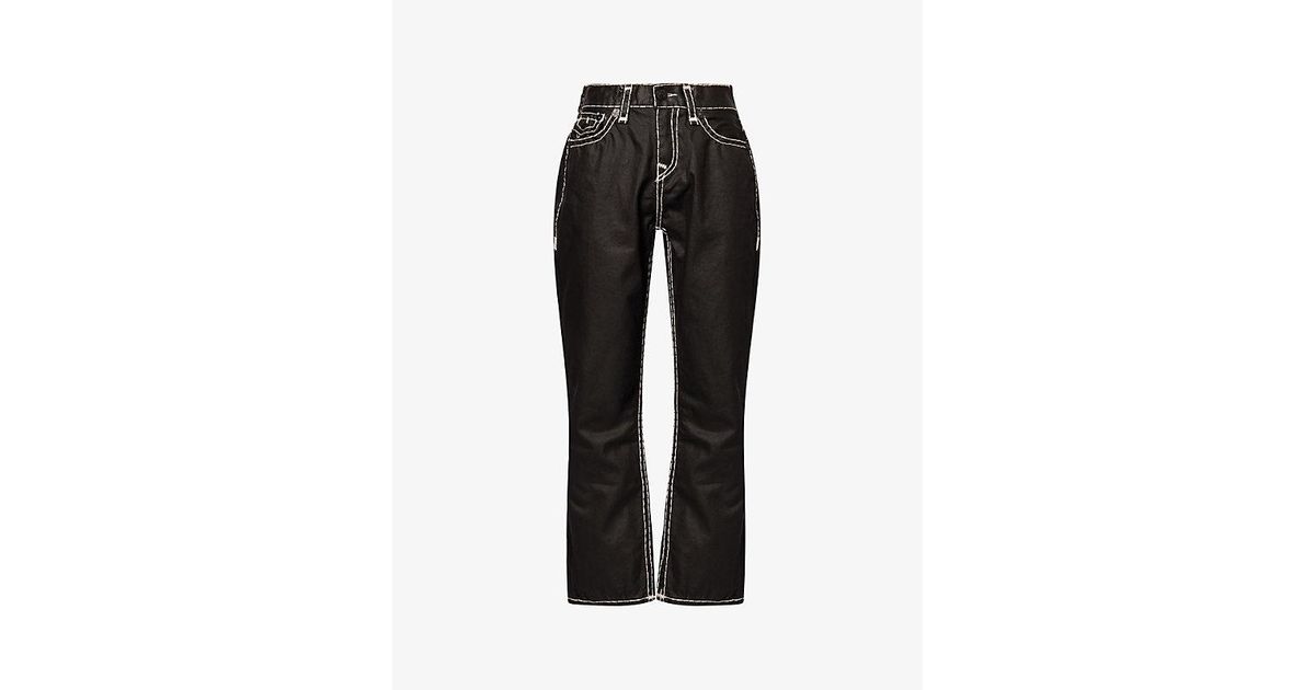 TRUE RELIGION Bobby Super T Straight-Leg Coated-Denim Jeans in Black ...