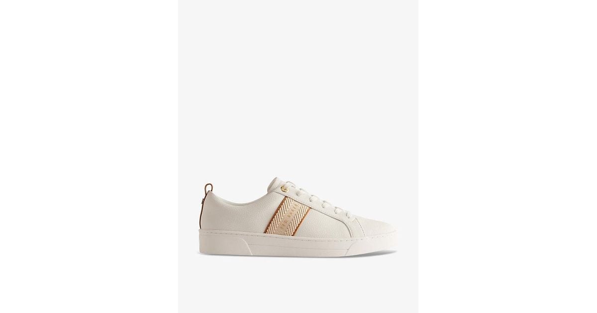 Ted Baker Baily Logo-embroidered Leather-blend Low-top Trainers in ...