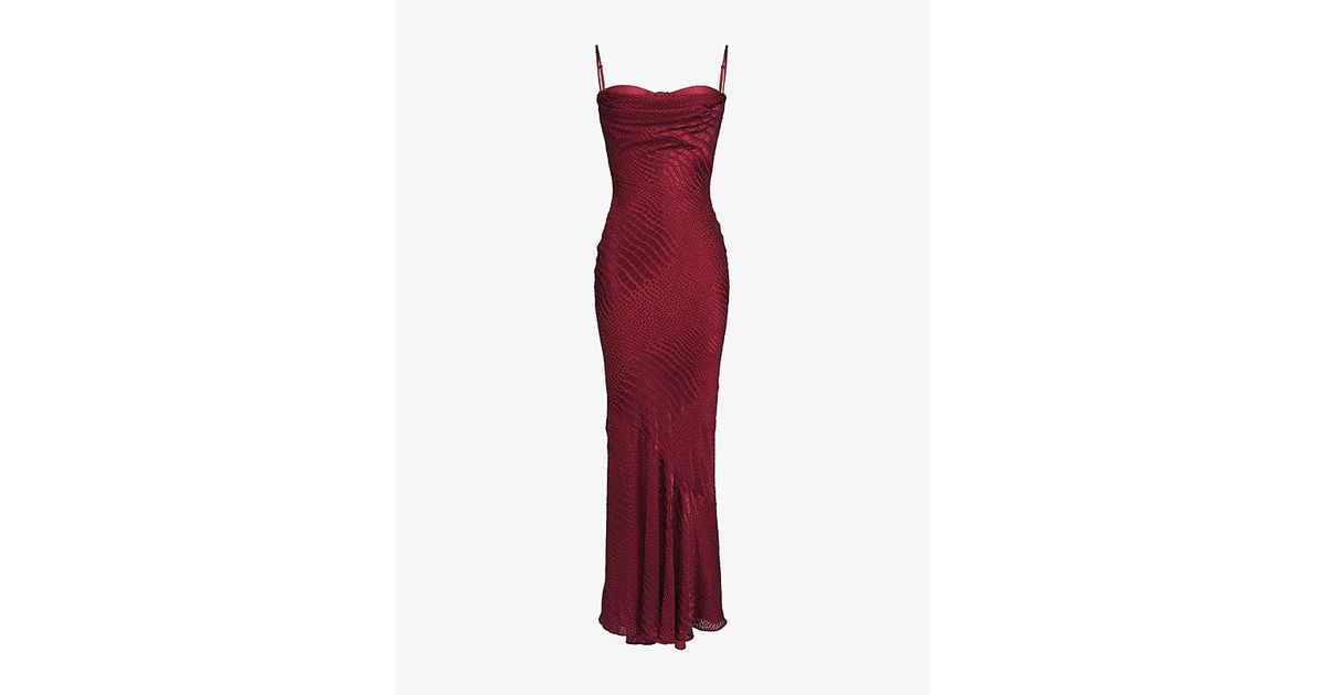 House Of Cb Nalani Fishtail Satin Maxi Gown Xs (A-C Cup) in Red | Lyst