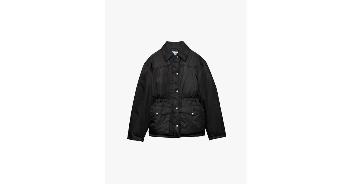 Prada Re-Nylon Triangle-Logo Drawstring-Waist Shell-Down Jacket in ...