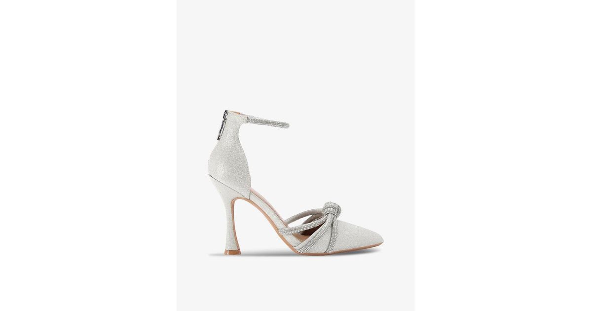 KG by Kurt Geiger Ava Crystal-Embellished Heeled Woven Courts in White ...