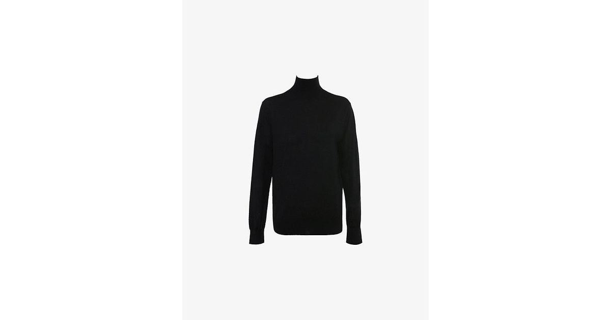House Of Cb Angel Polo-Neck Silk And Wool Jumper in Black | Lyst UK